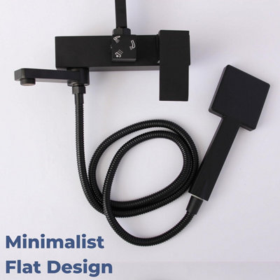 Modern Matte Black Shower Mixer Set (117x34x24cm) - Adjustable Anti ...
