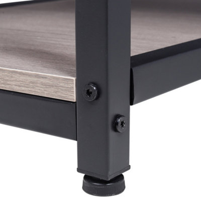 Modern Metal Frame Wood Table Top Office Table with 2 Shelves and Side ...