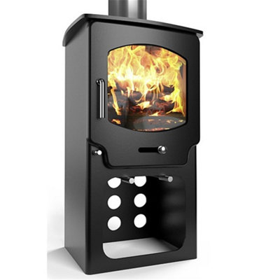 Modern Metallic Black 4.2kw DEFRA Multifuel Burning Tall Stove | DIY at B&Q