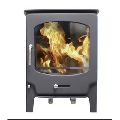 Modern Metallic Black 8kw DEFRA Multifuel Burning Stove | DIY at B&Q