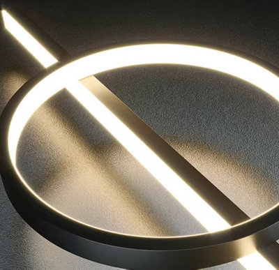 Modern Minimalist Pendant Light Metallic Black Linear LED Pendant ...