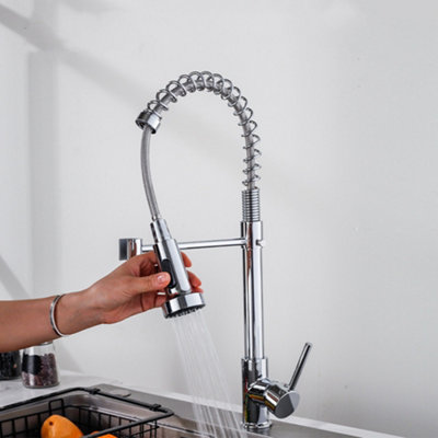 Modern Monobloc Pull Out Kitchen Mixer Tap Dual Spout Spray Single Lever Chrome