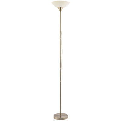 Modern Nickel Switched Uplighter Floor Lamp with Opal White ...