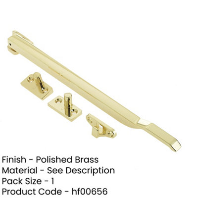 Modern Non-Lockable Casement Stays 250mm in Polished Brass Finish for ...