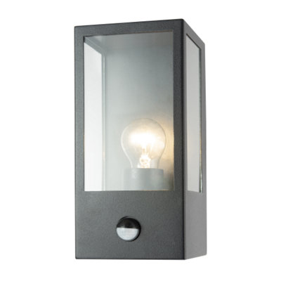 Modern Outdoor PIR Sensor Wall Light Fitting with Box Lantern Shape ...