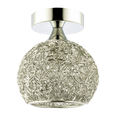 Modern Polished Chrome Ceiling Light Fitting with Twisting Metal Shade