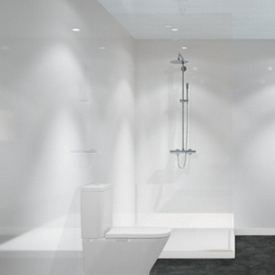 Modern PVC Waterproof Shower Panel 1000x2400x10 mm -Gloss White Gloss