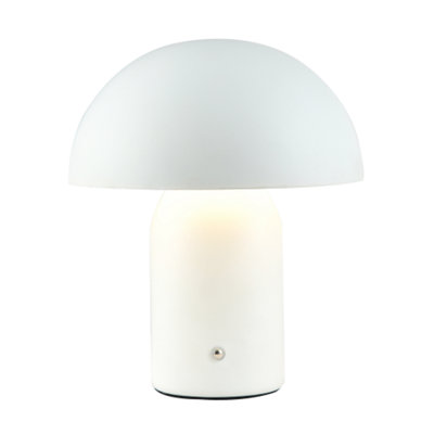 Modern Rechargeable Mushroom Table Lamp in Mat White with Touch Dimmer ...