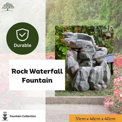 Modern Rock Fall Water Fountain - Solar Powered Resin Recycling Water ...