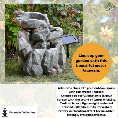 Modern Rock Fall Water Fountain - Solar Powered Resin Recycling Water ...