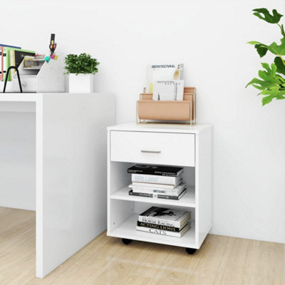 Modern Rolling Cabinet White 46x36x59 cm Engineered Wood