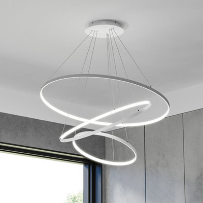 Modern Round 3 Tier Adjustable Linear LED Ceiling Hanging Pendant Light ...