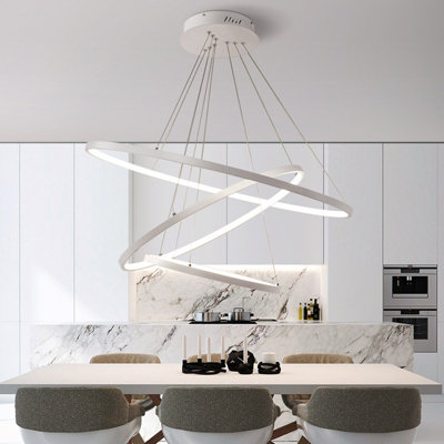 Modern Round 3 Tier Adjustable Linear LED Ceiling Hanging Pendant Light ...