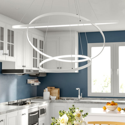 Modern Round 3 Tier Adjustable Linear LED Ceiling Hanging Pendant Light ...