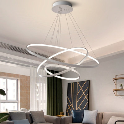 Modern Round 3 Tier Adjustable Linear LED Ceiling Hanging Pendant Light ...