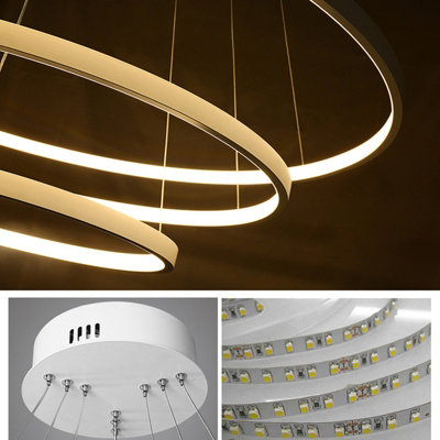 Modern Round 3 Tier Adjustable Linear LED Ceiling Hanging Pendant Light ...