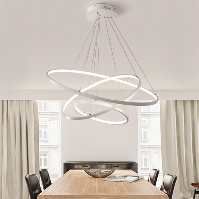 Modern Round 3 Tier Adjustable Linear LED Ceiling Hanging Pendant Light ...