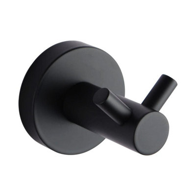 Modern Round Black Matte Robe Hook | DIY at B&Q