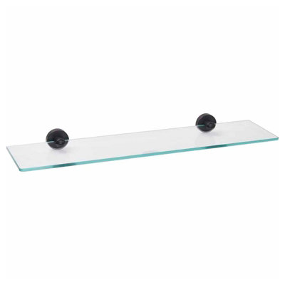 Modern Round Black Matte Single Glass Shelf | DIY at B&Q