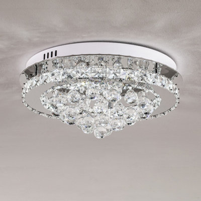 Modern Round Crystal Droplets LED Semi Flush Mount Ceiling Light ...