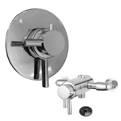 MODERN ROUND DUAL SHOWER VALVE THERMOSTATIC CONCENTRIC CONCEALED ...