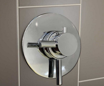 Modern Round Dual Shower Valve Thermostatic Concentric Concealed ...
