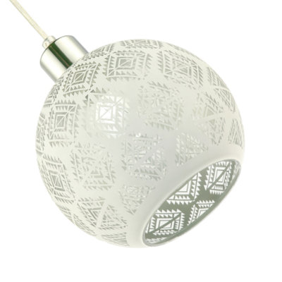 Modern Round Matte White Pendant Lighting Shade with Laser Cut Diamond ...