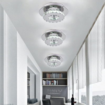 Modern Round Small Chrome Crystal LED Ceiling Light Fixture for ...
