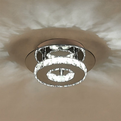 Modern Round Small Chrome Crystal LED Ceiling Light Fixture for ...