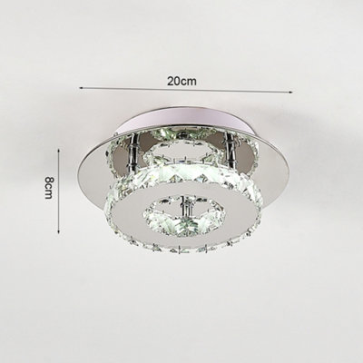 Modern Round Small Chrome Crystal LED Ceiling Light Fixture for ...