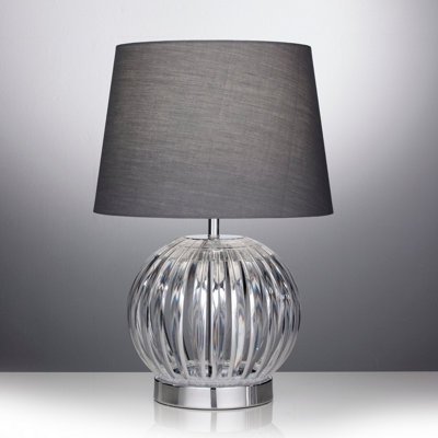 Modern Round Table Lamp with Acrylic Base and Grey Lamp shade Stunning ...