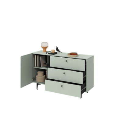 Modern Sage Green Milano Sideboard with Shelve and Drawers - Sleek ...