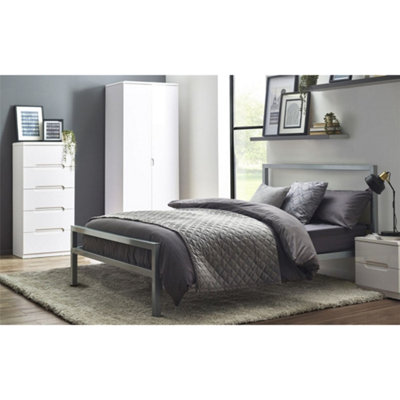 Modern Silver Metal Bed Frame - Single 3ft (90cm)