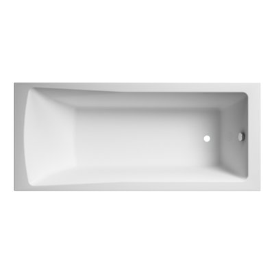 Modern Single Ended Bath Tub Rectangular Interior 1700 x 700mm White Acrylic Let Set Included