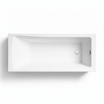 Modern Single Ended Bath Tub Rectangular Interior 1700 x 700mm White ...