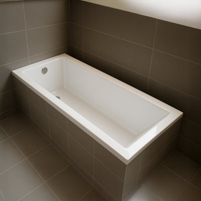 Modern Single Ended Bath Tub Rectangular Interior 1700 x 700mm White ...