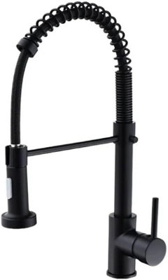 Modern Single Handle Spring Kitchen Faucet with Pull-Out Sprayer, Matte ...