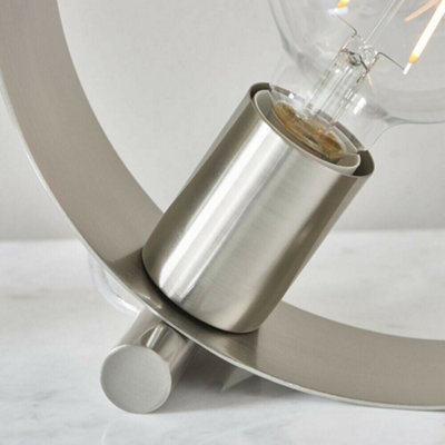 Modern Sleek Table Lamp Light Brushed Nickel Metal Hoop Shade ...