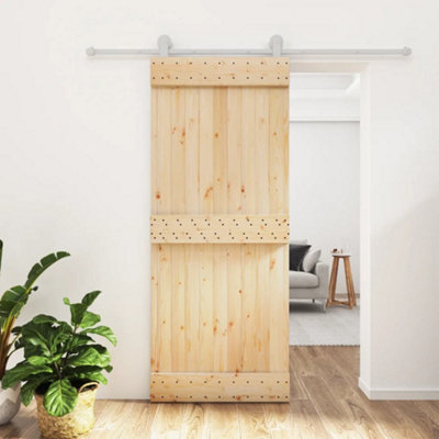 Modern Sliding Door with Hardware Set 85x210 cm Solid Wood Pine
