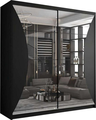 Modern Sliding Wardrobe with LED Light - Full-Length Mirror Enhanced ...