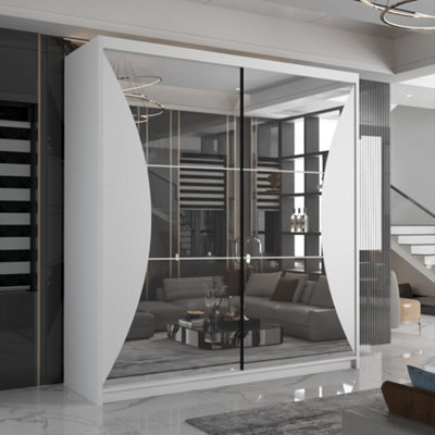 MODERN SLIDING WARDROBE WITH LED LIGHT - FULL-LENGTH MIRROR ENHANCED ...