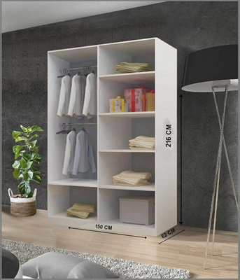 Modern Sliding Wardrobe with Mirror Doors Bedroom Storage with Shelves ...