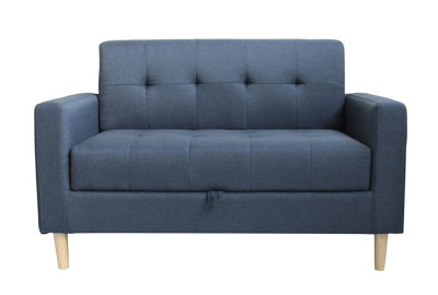 Modern Smart Sofa in a Box, Compact 2 Seater DARK GREY Fabric Sofa with ...