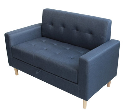 Modern Smart Sofa in a Box, Compact 2 Seater DARK GREY Fabric Sofa with ...