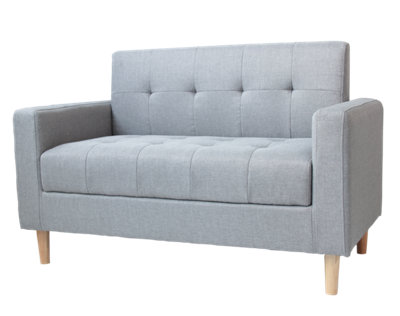 Modern Smart Sofa in a Box, Compact 2 Seater LIGHT GREY Fabric Sofa ...