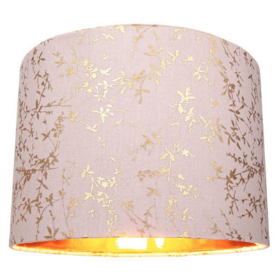 Modern Soft Pink Cotton Fabric 12 Lamp Shade with Gold Foil Floral ...