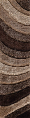 Modern Soft Waves Shimmer Shaggy Area Rugs Bronze 60x220 cm