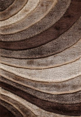 Modern Soft Waves Shimmer Shaggy Area Rugs Bronze 80x150 cm