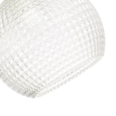 Modern Spherical Clear Glass Pendant Light Shade with Square Diamond Ridges