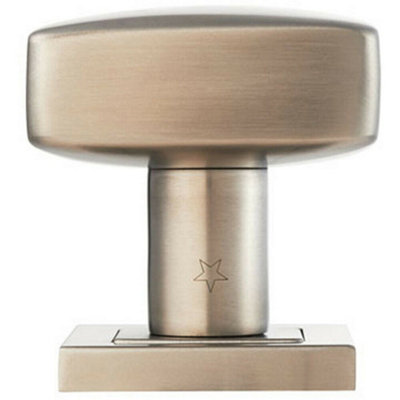 Modern Square Door Knob - 62 x 62mm - 52mm Concealed Rose - Satin Steel | DIY at B&Q